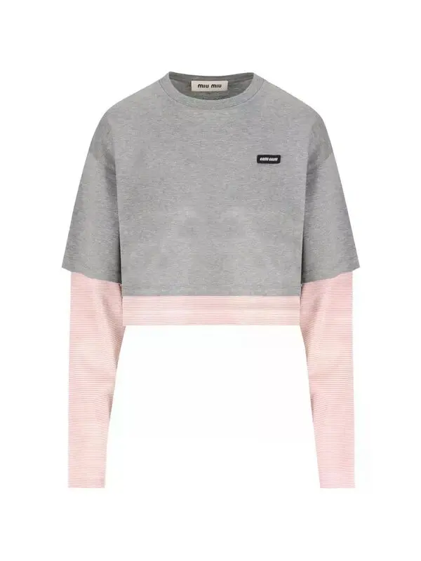 Miu Miu Layered-sleeve Cropped T-shirt