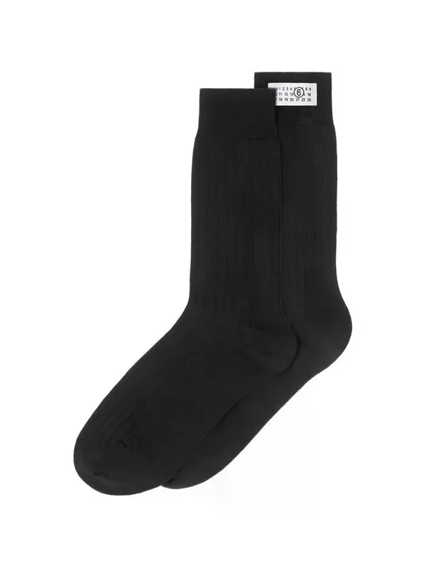 MAISON MARGIELA Ribbed Logo-patch Socks - Black