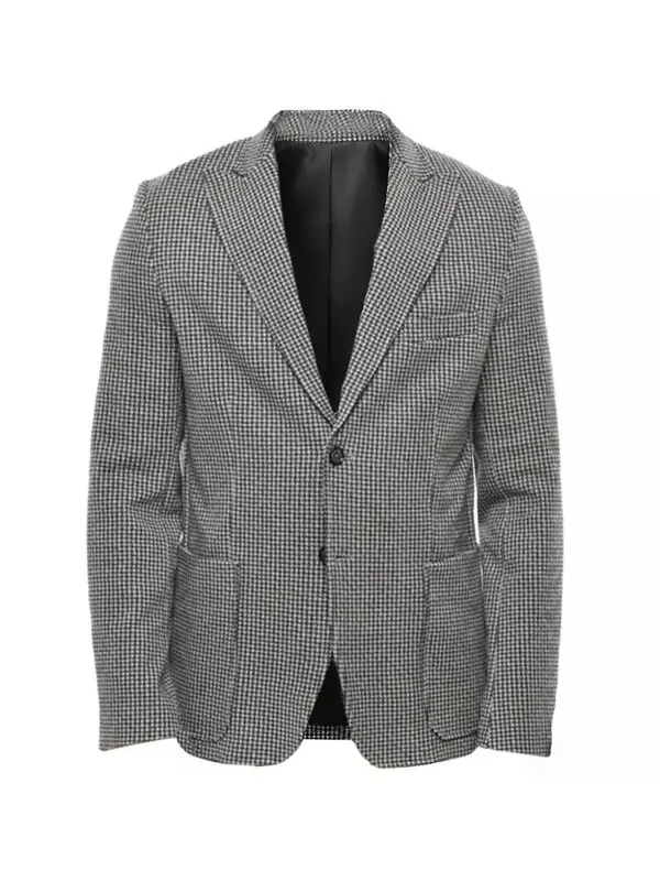 PAOLO PECORA Houndstooth-pattern Peaked-lapel Blazer - Grey