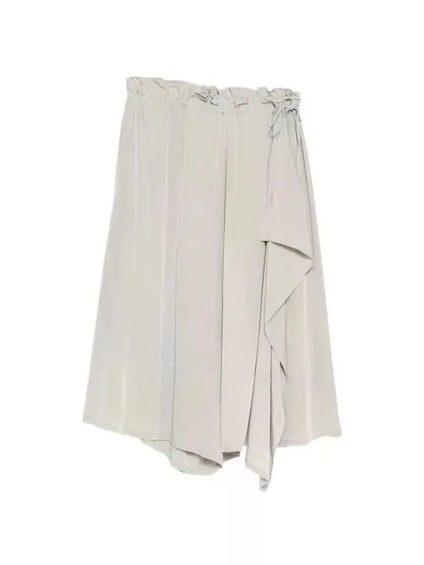 Y’s Gathered Crepe-de-chine Trousers - Grey
