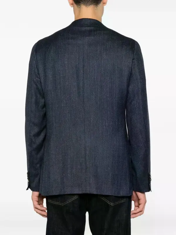 Canali Herringbone-weave Notched-lapel Blazer