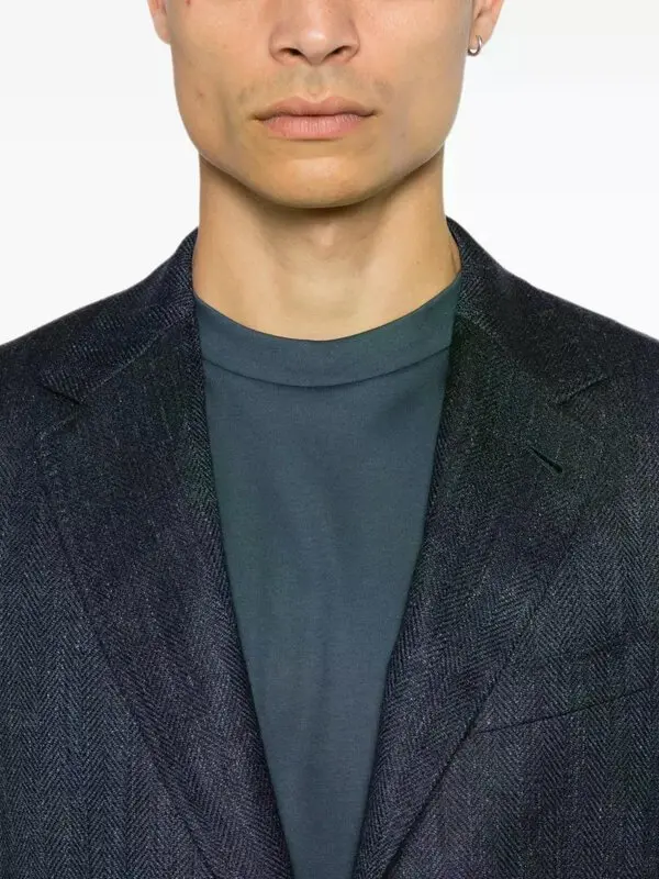 Canali Herringbone-weave Notched-lapel Blazer