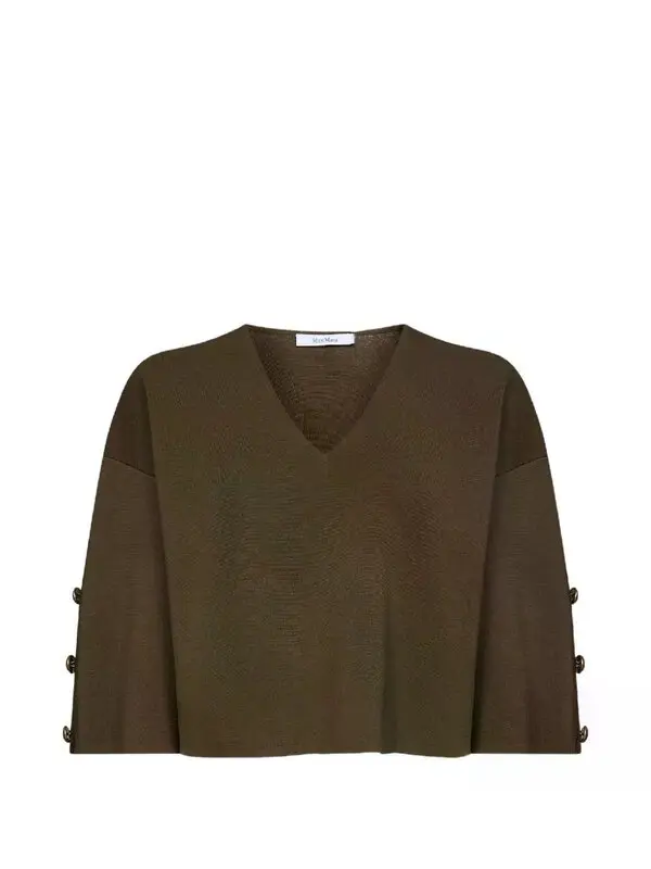 Max Mara Button-detail V-neck Sweater - Green