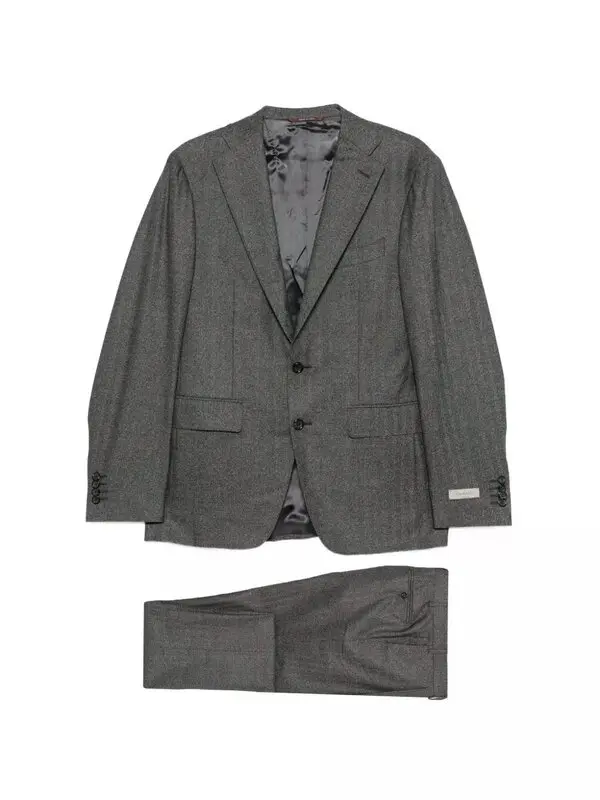 Canali Herringbone-pattern Wool Suit