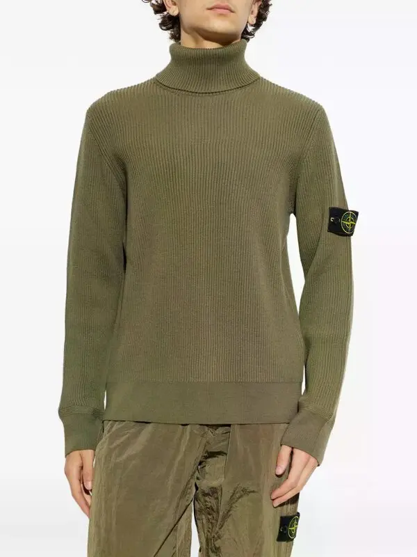 Stone Island Ribbed-knit Roll-neck Sweater - Green