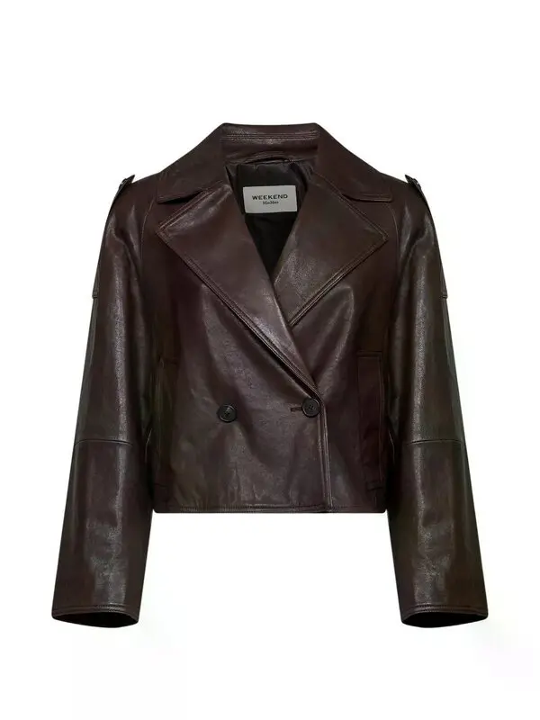 Max Mara Double-breasted Leather Jacket - Brown
