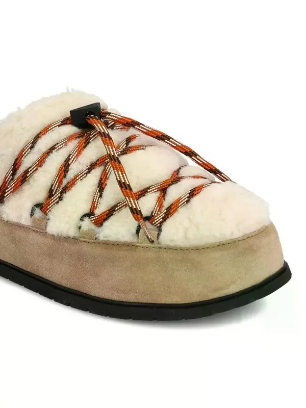 Prada Shearling Lace-up Mules