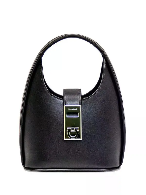 FERRAGAMO Mini Hobo Buckle Tote Bag - Black