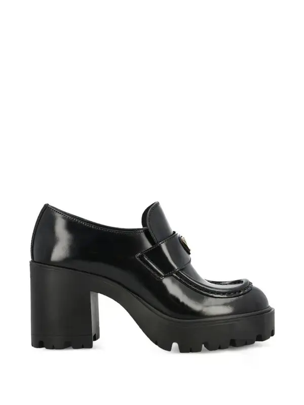 Prada Triangle-logo Leather Ankle Boots - Black