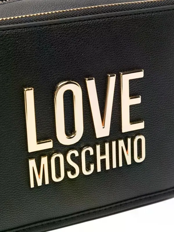 Moschino Leather Logo-detail Crossbody Bag - Black
