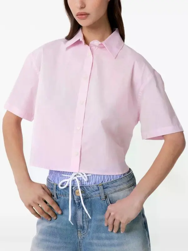 GAELLE PARIS Crystal-embellished Cropped Shirt