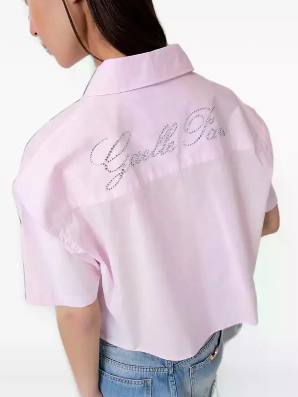 GAELLE PARIS Crystal-embellished Cropped Shirt
