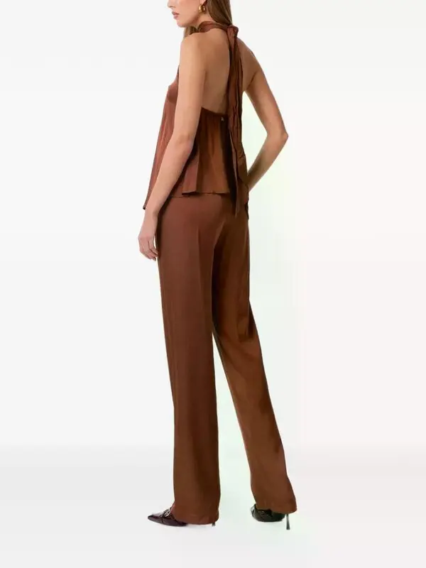 GAELLE PARIS Satin-finish Wide-leg Trousers