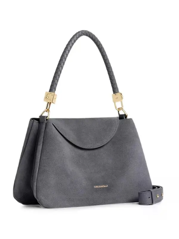 COCCINELLE Tiggy Braided-handle Suede Tote Bag - Grey