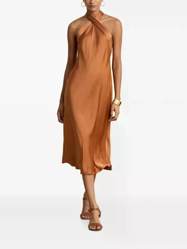 Ralph Lauren Tie-back Halter Midi Dress - Orange