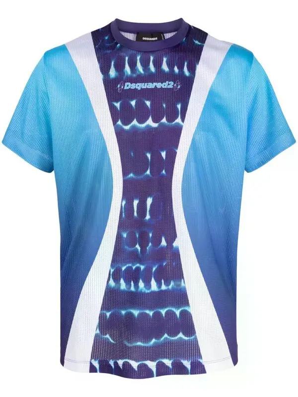 Dsquared2 Graphic-print Perforated T-shirt - Blue