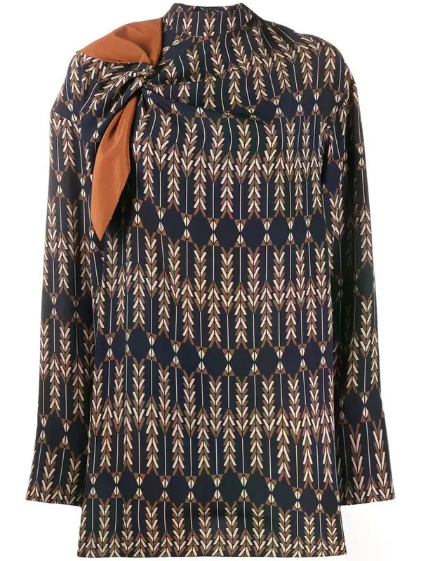 Stella McCartney Zadie Knotted High Neck Blouse - Blue