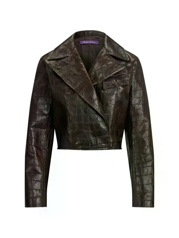 Ralph Lauren Jaxson Crocodile-pattern Leather Jacket