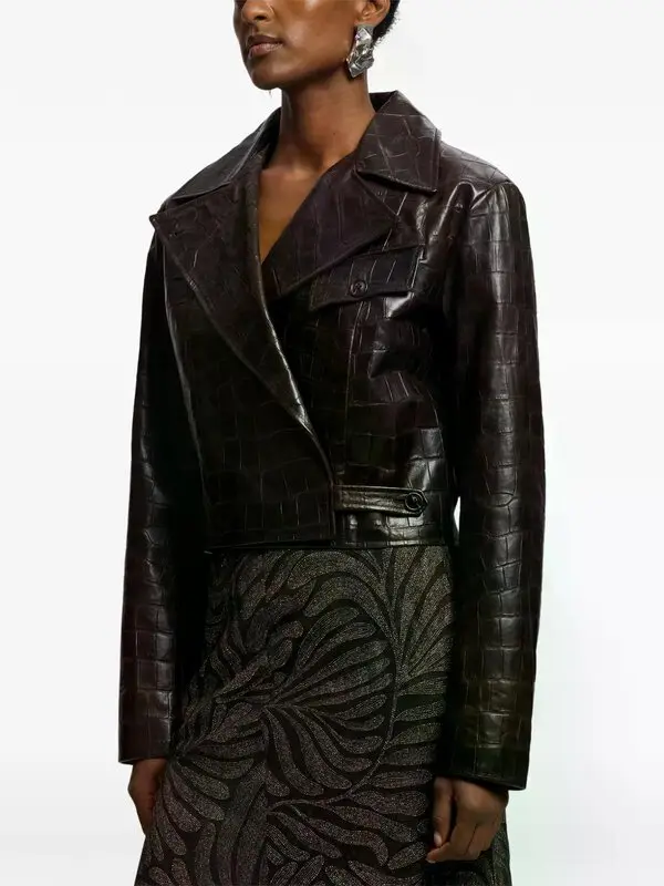 Ralph Lauren Jaxson Crocodile-pattern Leather Jacket