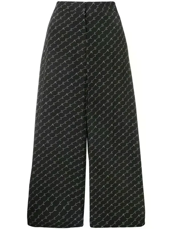Stella McCartney Logo Wide Leg Trousers - Black