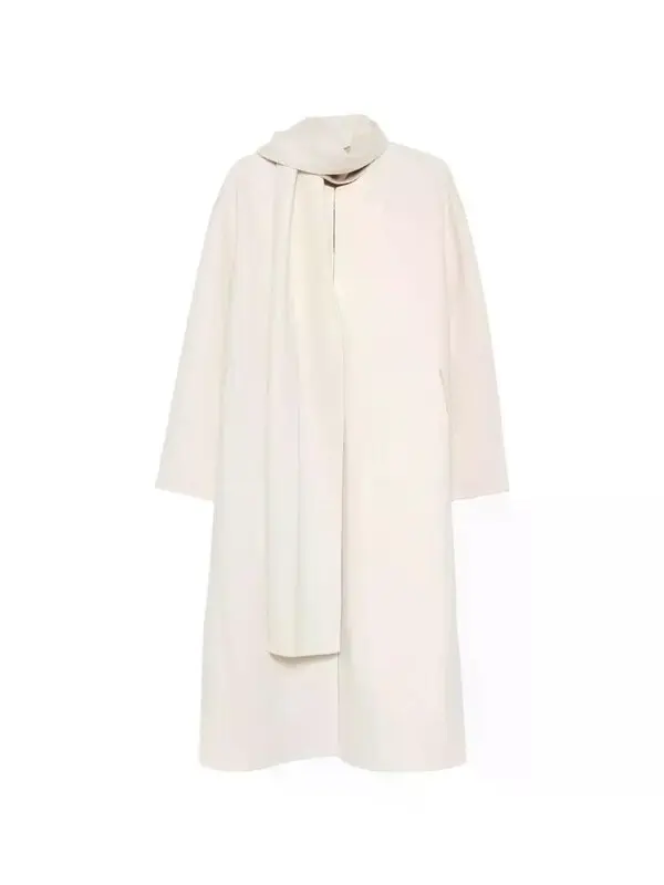 ALICIA AUDREY Camilla Scarf-detail Longline Reversible Coat - Neutrals