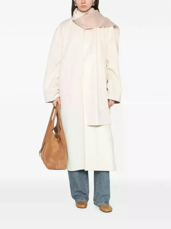 ALICIA AUDREY Scarf Detail Longline Coat - Neutrals