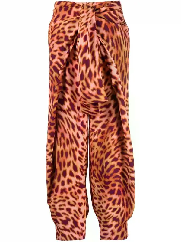 Stella McCartney Leopard-print Front Tied Trousers - Pink