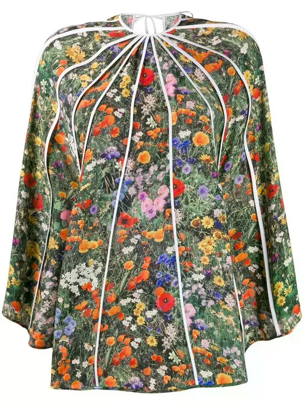 Stella McCartney Floral Photographic Print Asymmetric Blouse - Green