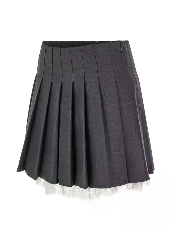 SELF-PORTRAIT Pleated Lace-trim Mini Skirt