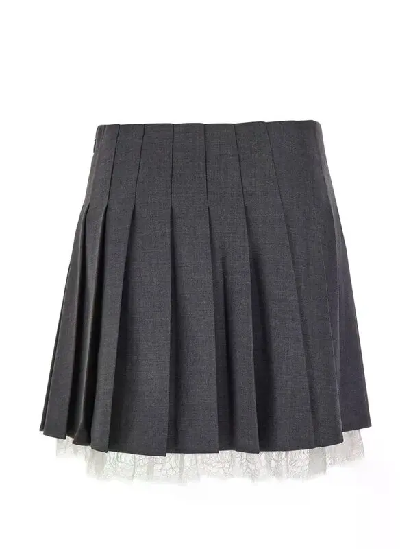 SELF-PORTRAIT Pleated Lace-trim Mini Skirt