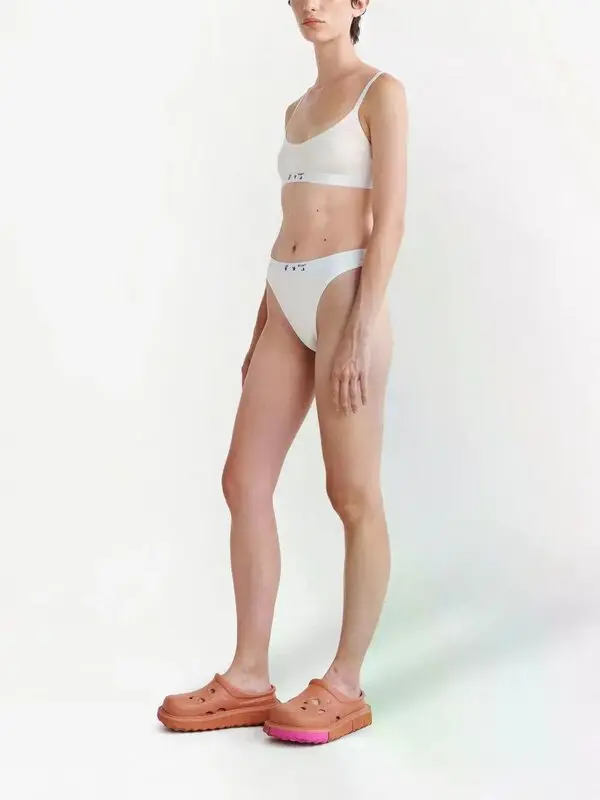 Off-White Logo-tape Ribbed Bralette - White