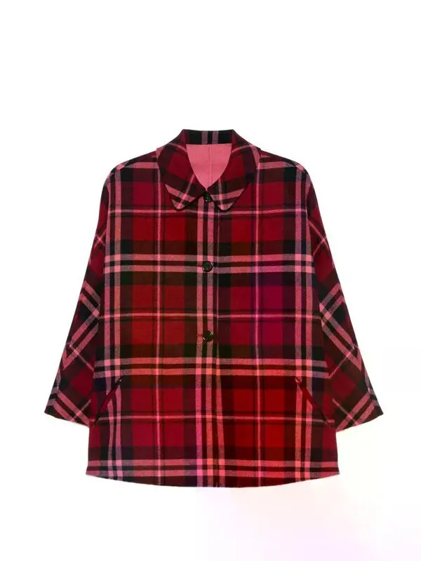 ALICIA AUDREY Clarissa Check-pattern Button-up Reversible Coat - Red