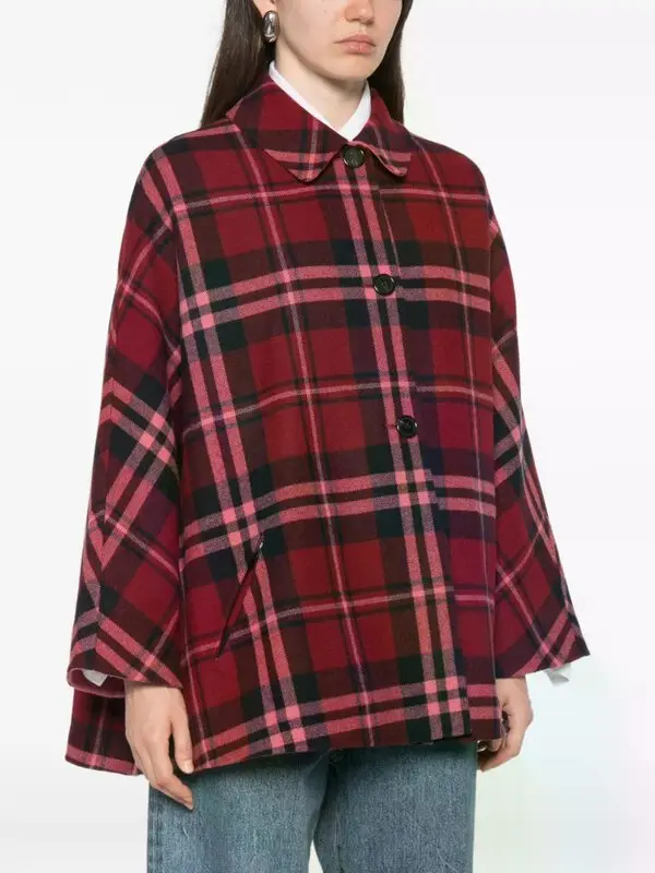 ALICIA AUDREY Clarissa Check-pattern Button-up Reversible Coat