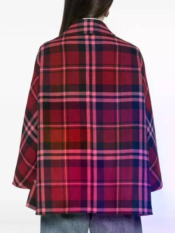 ALICIA AUDREY Clarissa Check-pattern Button-up Reversible Coat