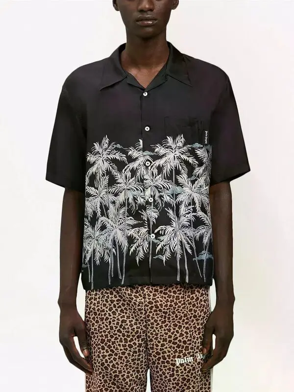 Palm Angels Palm Tree-print Silk Shirt