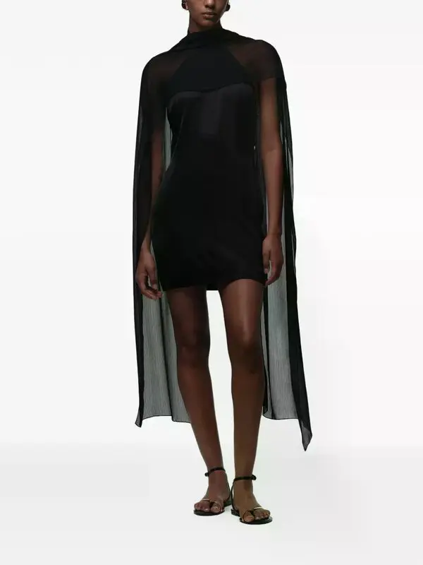 CAYET Farah Cape-detail Open-back Mini Dress