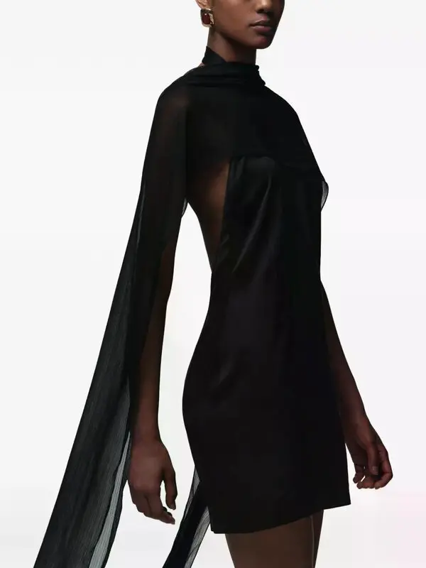CAYET Farah Cape-detail Open-back Mini Dress
