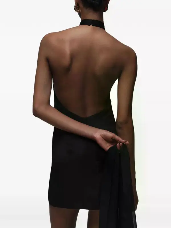 CAYET Farah Cape-detail Open-back Mini Dress