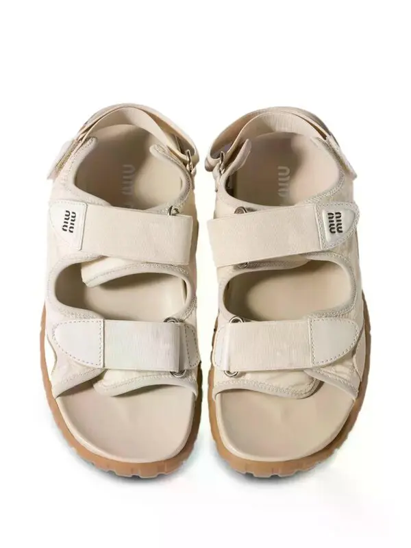 Miu Miu Tyre Touch-strap Suede Sandals - Neutrals