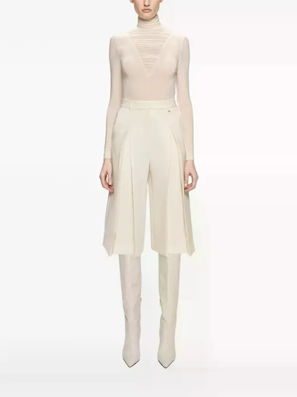 NISSA Lyocell Wool-blend Turtleneck Top - Neutrals