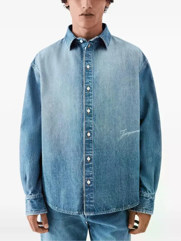 Jacquemus Simon De-nîmes Logo-embroidered Shirt - Blue