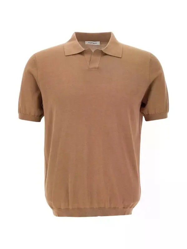 KANGRA Ribbed-trim Short-sleeve T-shirt - Brown