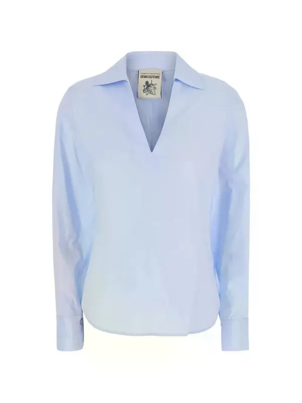 SEMICOUTURE V-neck Long-sleeve Blouse - Blue