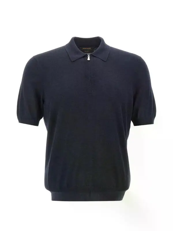 GRAN SASSO Zip-collar Short-sleeve Polo Shirt - Blue