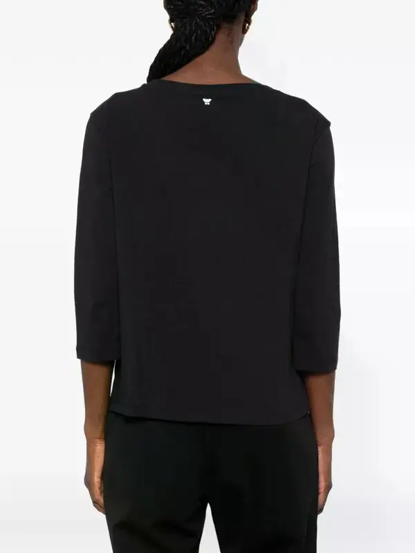 Max Mara Multia Boat-neck Three-quarter-sleeve T-shirt - Black