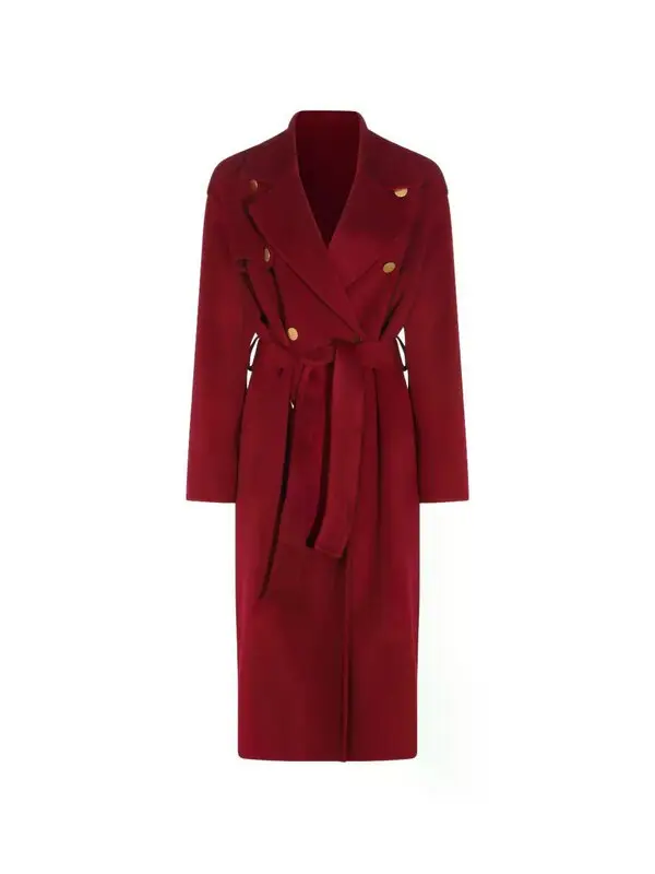 Alberta Ferretti Belted Double-breasted Coat - Red
