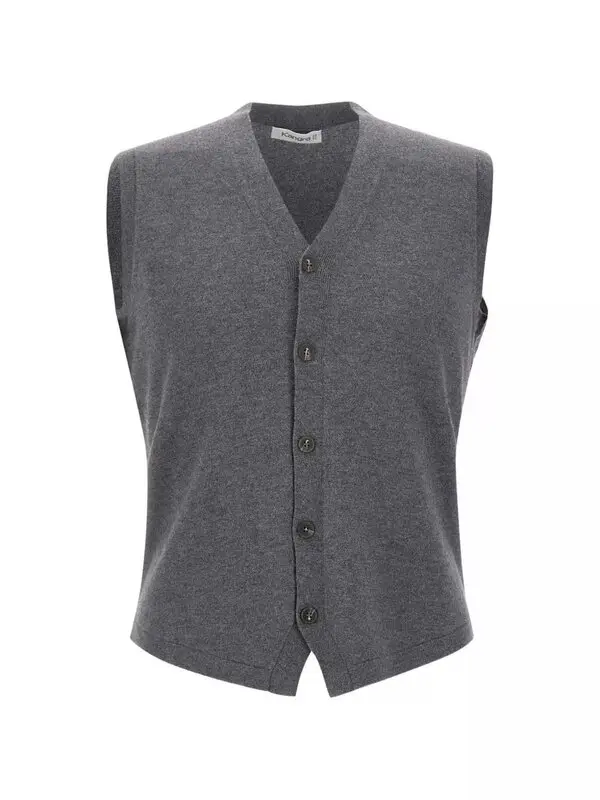 KANGRA Button-fastening Ribbed-trim Vest - Grey