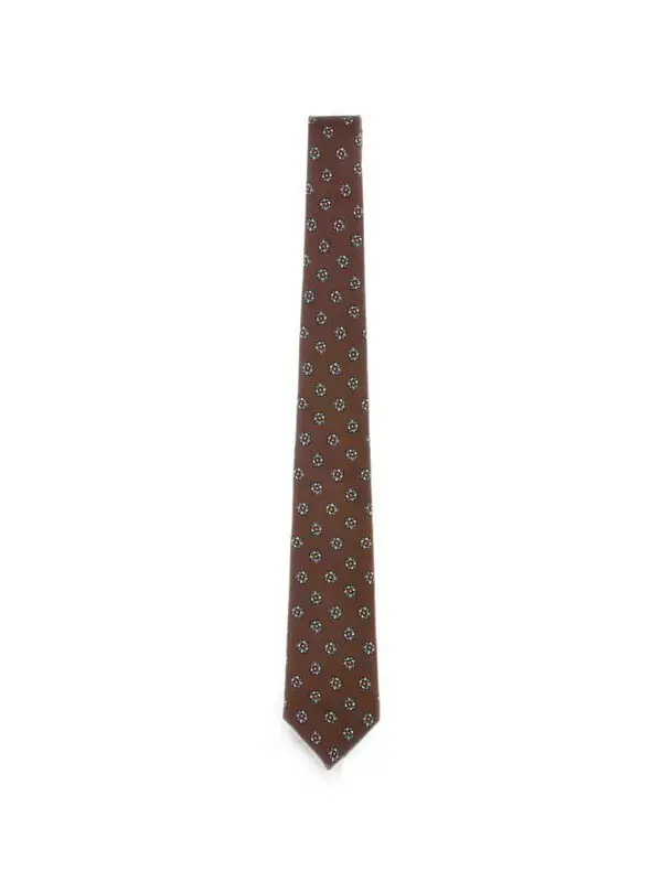Kiton Floral-pattern Silk Tie - Brown