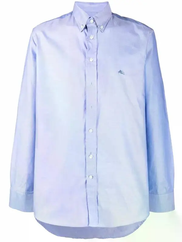 Etro Long-sleeved Embroidered Logo Shirt - Blue