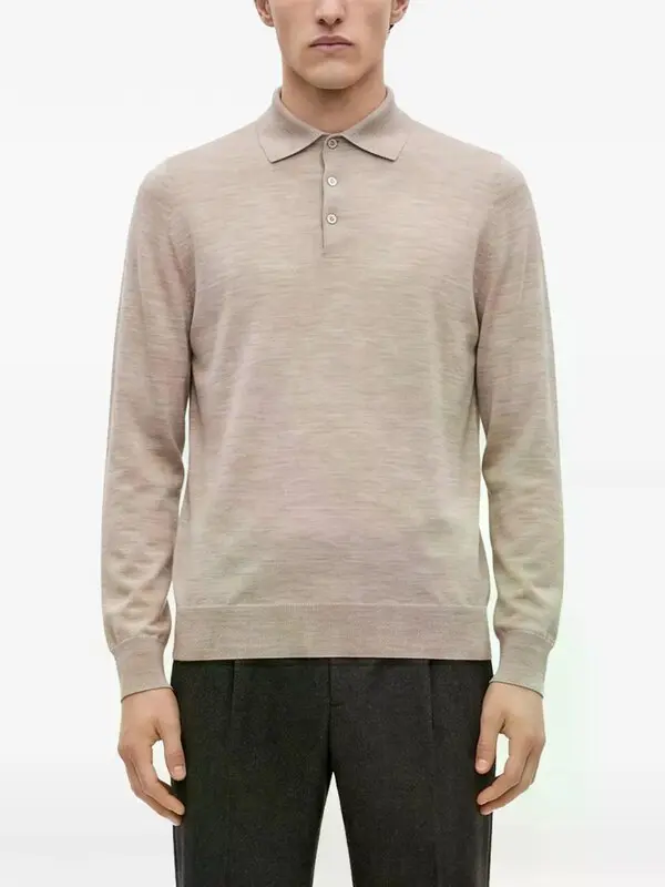 Brunello Cucinelli Long-sleeve Cotton Polo Shirt - Neutrals